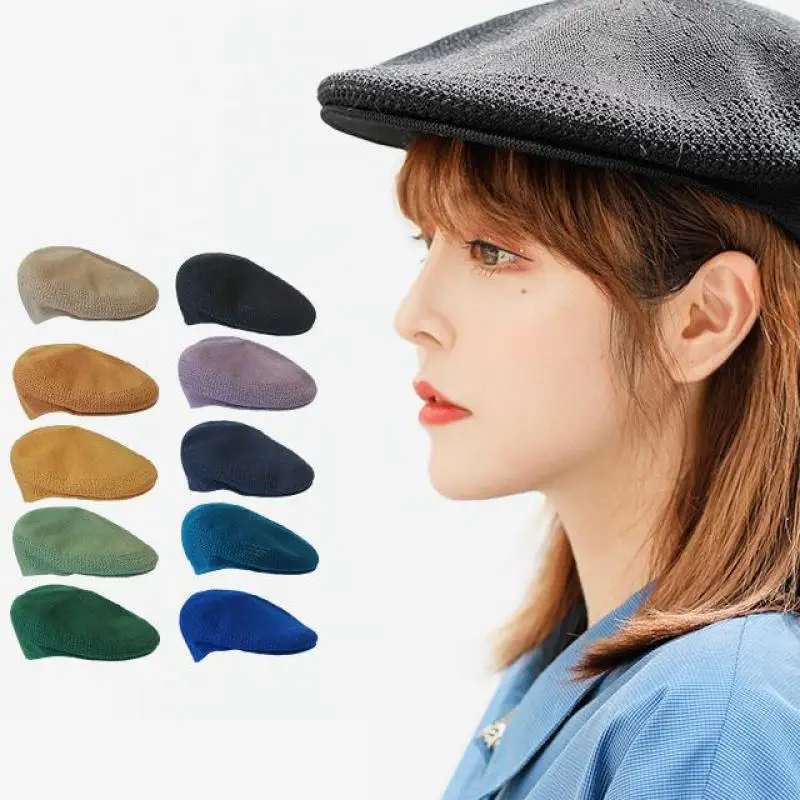 COKK-Cap-Women-Spring-Autumn-British-Retro-Painter-Caps-Solid-Color ...