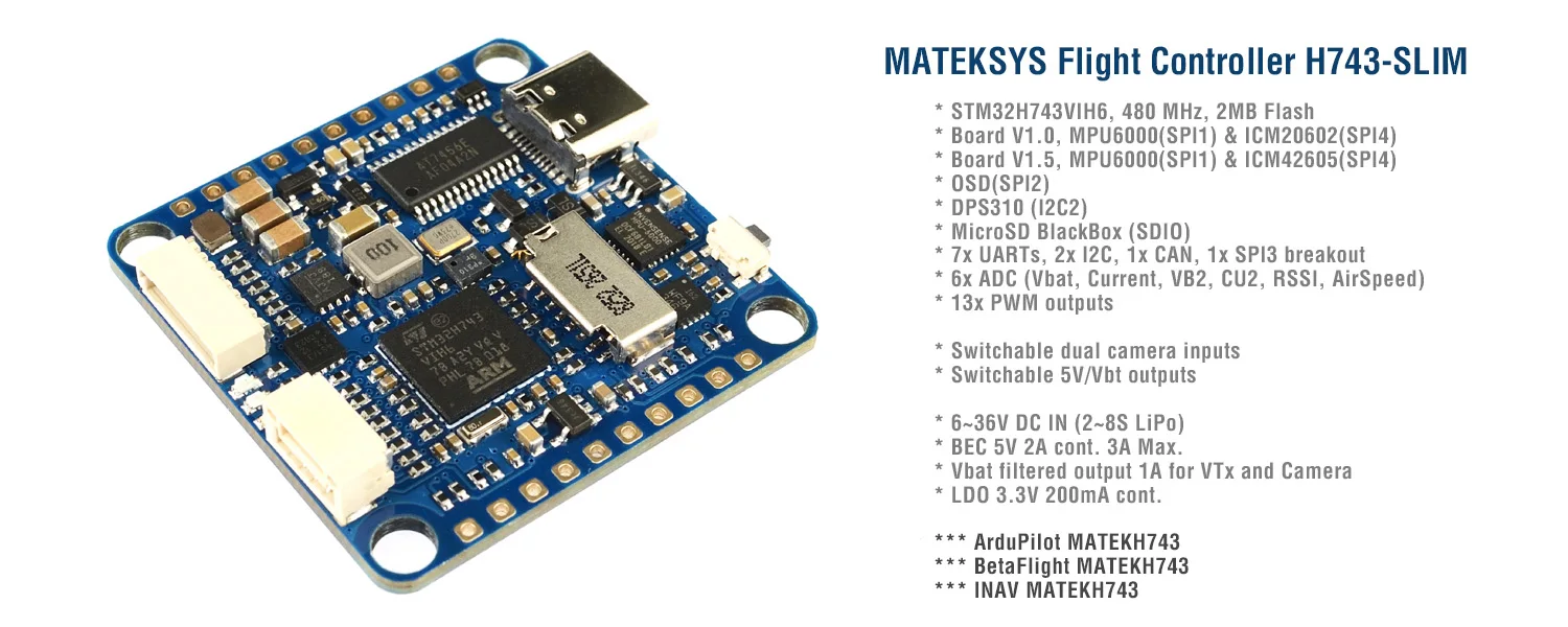 Mateksys-Matek-Systems-H743-SLIM-V3-H743-Flight-Controller-FC ...