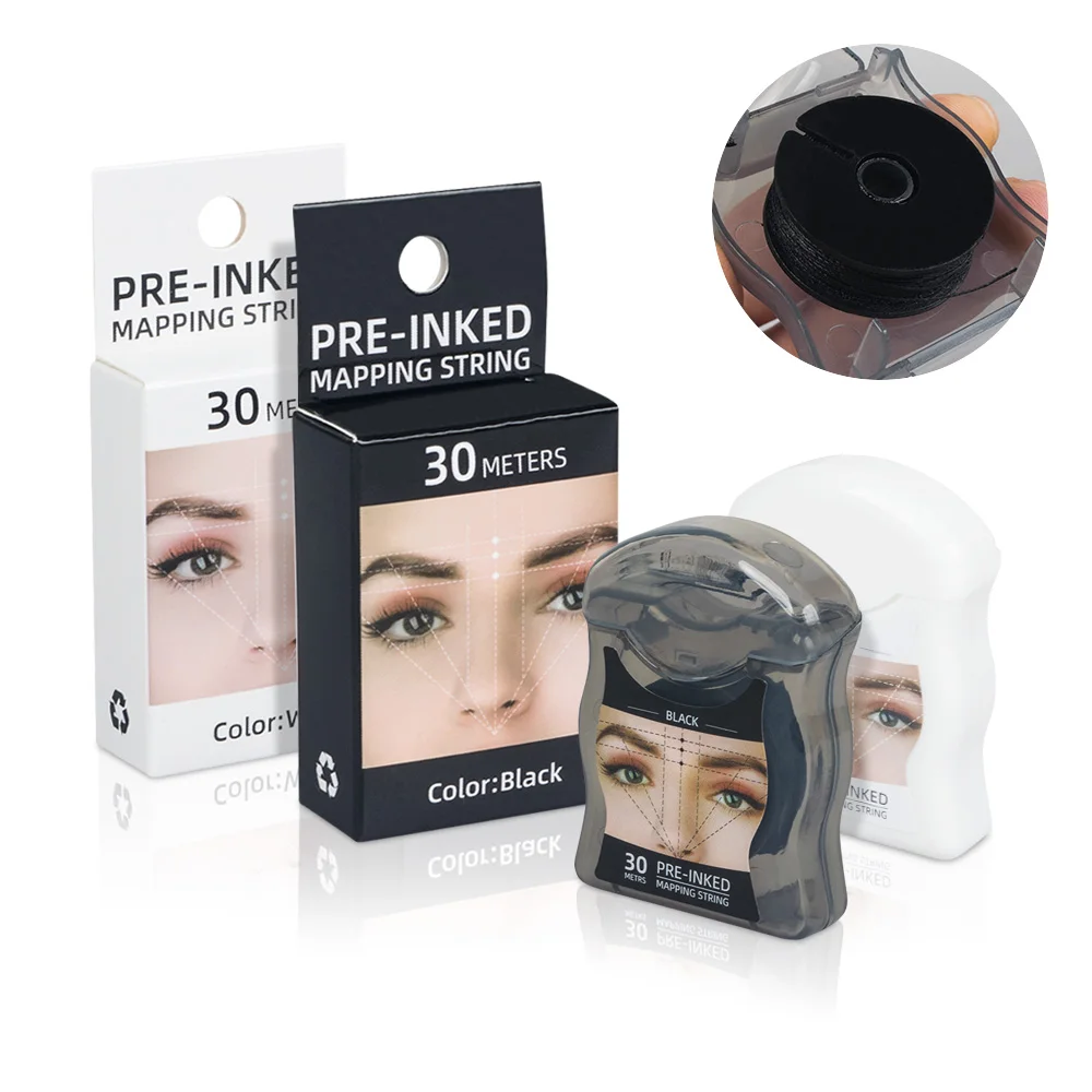 30m Black/White Microblading Mapping String Pre-Inked Eyebrow Marker ...