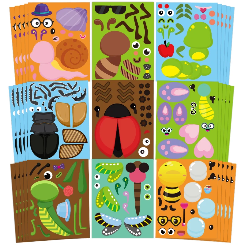 45Pcs-Make-Your-Own-Bugs-Stickers-Make-a-Face-Stickers-Games-for-Kids ...