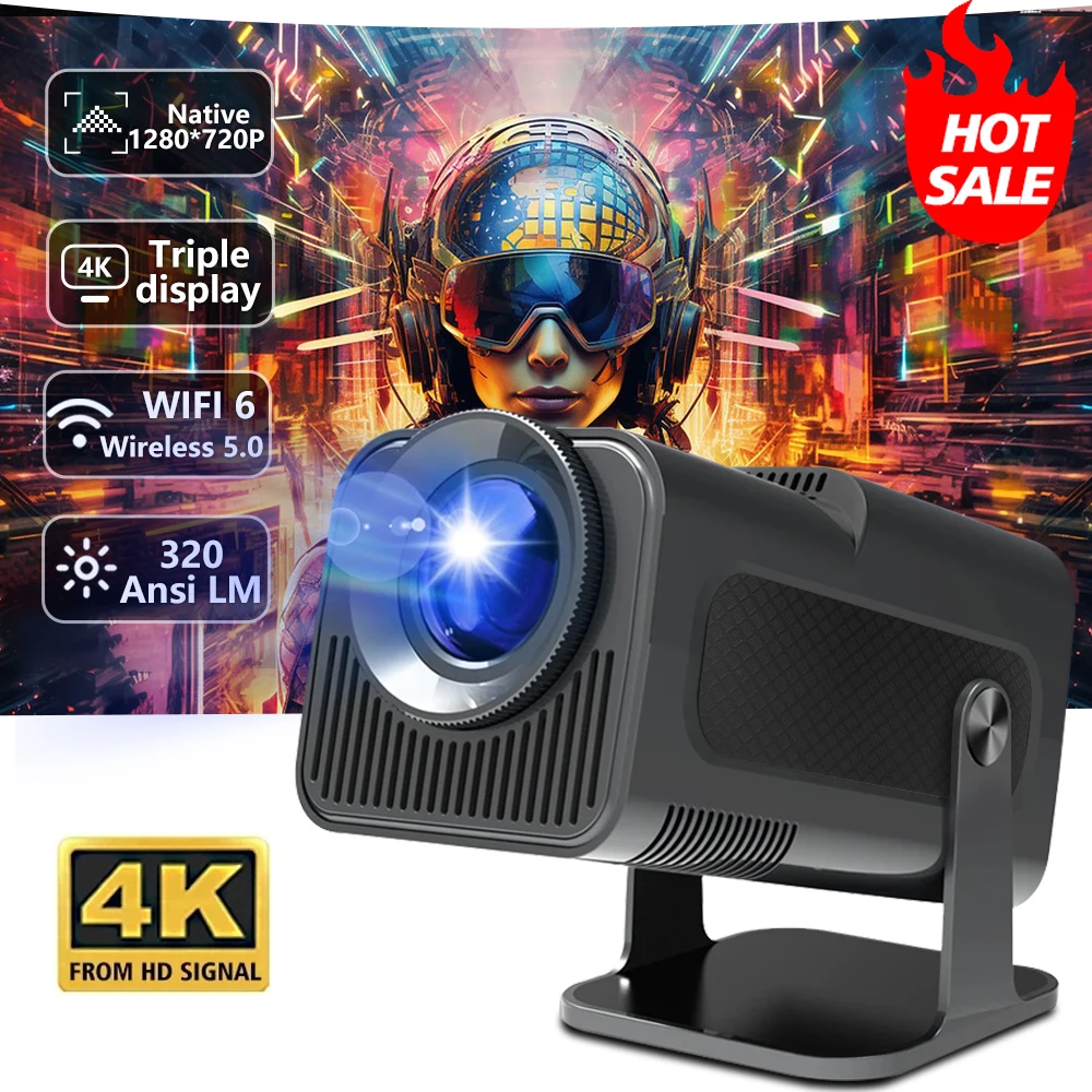 HY320-MINI-Newly-Native-720P-Android-11-4K-Projector-320ANSI-Wifi6-BT5 ...