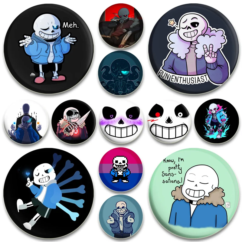 Sans Undertale Game Figure Badge Cute Skeleton Cartoon Brooches Daily ...