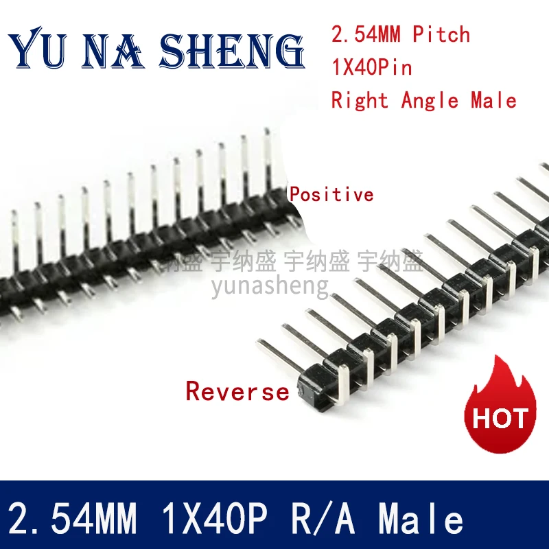 10pcs-2-54mm-1-40P-1X40P-90-Degree-Right-Angle-Single-Row-Male-Pin ...