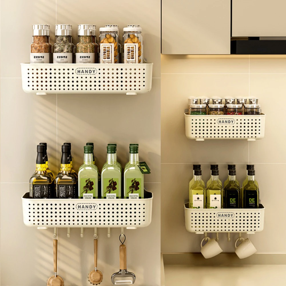 Kitchen-Storage-Shelf-Wall-mounted-Spice-Racks-Multi-functional-Punch ...