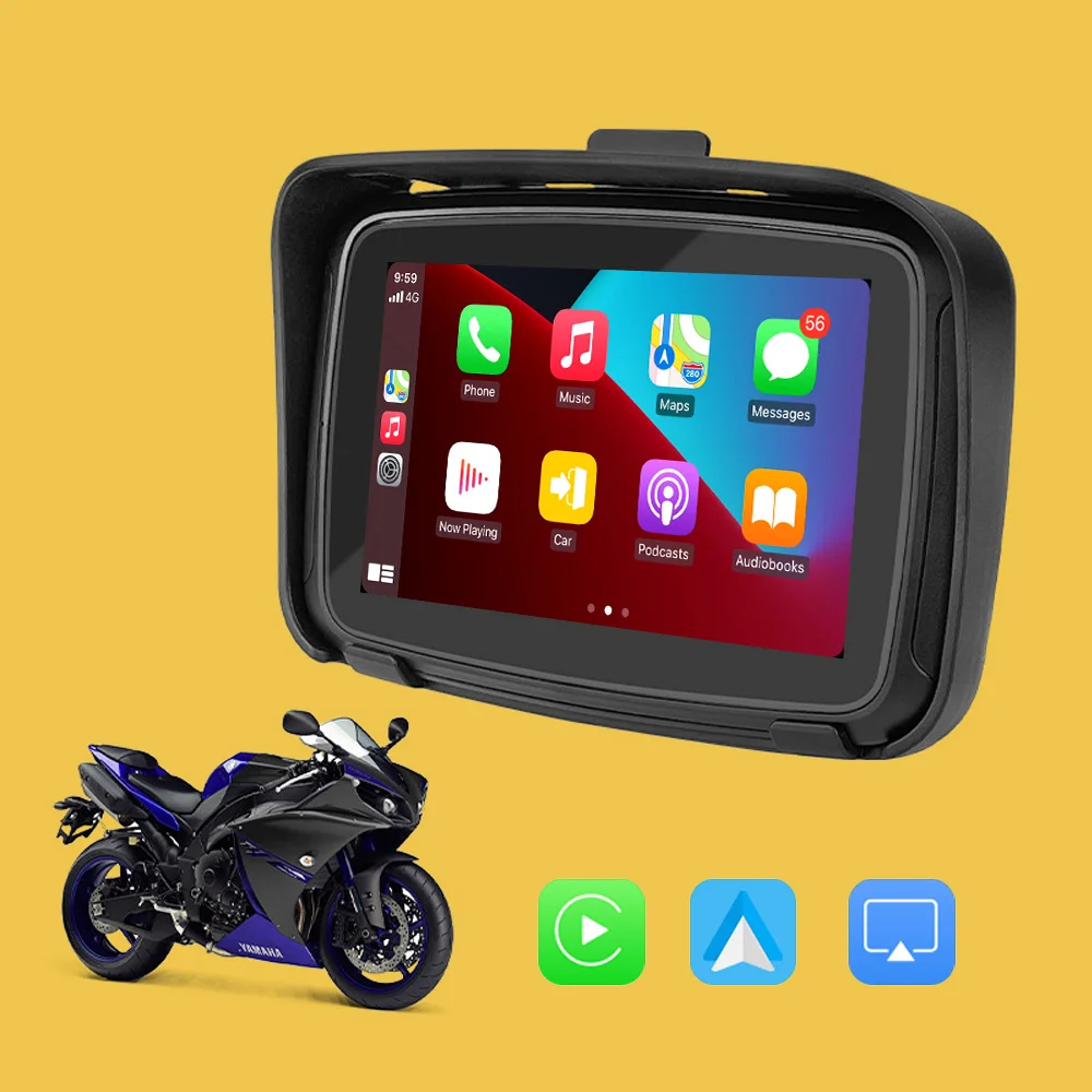 5 Inch Portable GPS Navigation Motorcycle Waterproof Carplay Display ...
