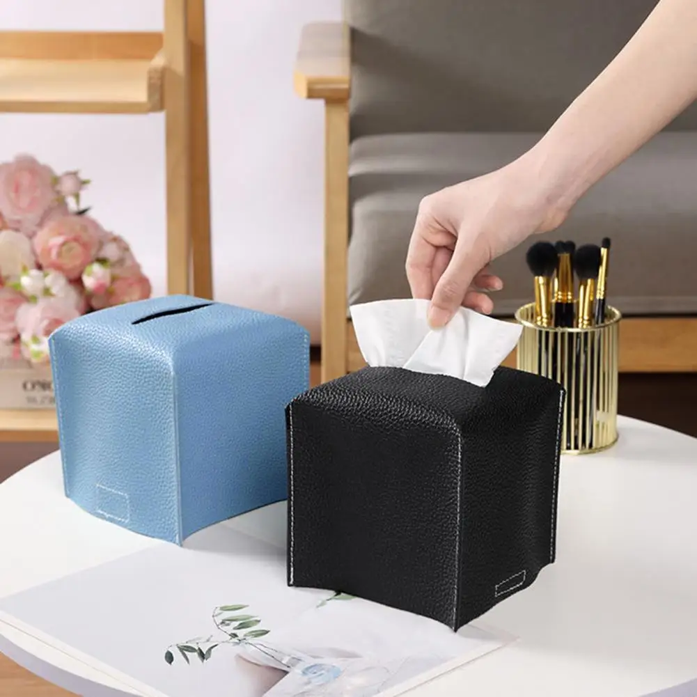 Foldable-PU-Leather-Tissue-Box-Square-With-Bottom-Belt-Simple-Napkin ...