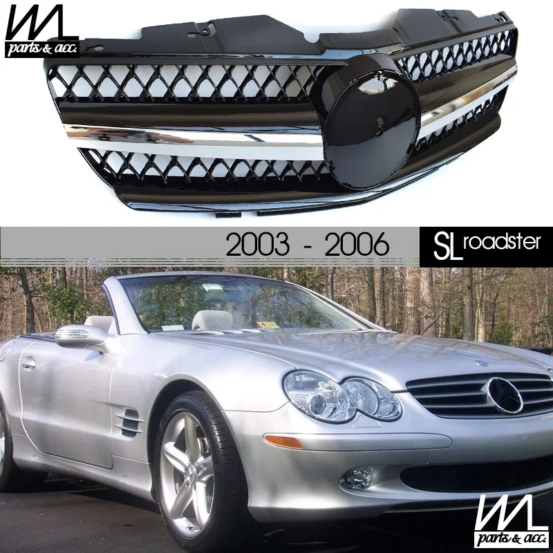 R230-GT-Grill-Gloss-Black-Front-Grille-for-2003-2006-Mercedes-SL-Class ...