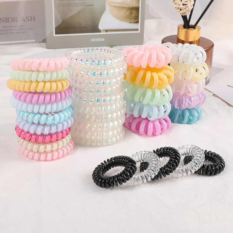 5Pcs-Set-New-Fashion-Matt-Colorful-Telephone-Wire-Elastic-Hair-Band ...