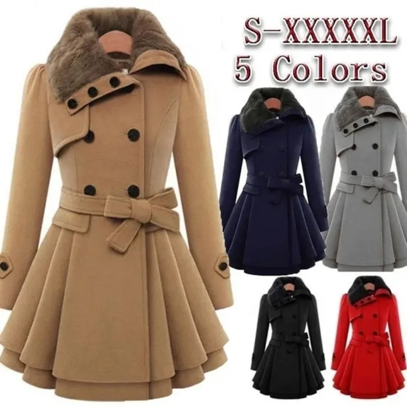 Casaco-de-l-vintage-feminino-com-renda-trench-coats-finos-colarinho-de-pele-feminina-jaquetas ...