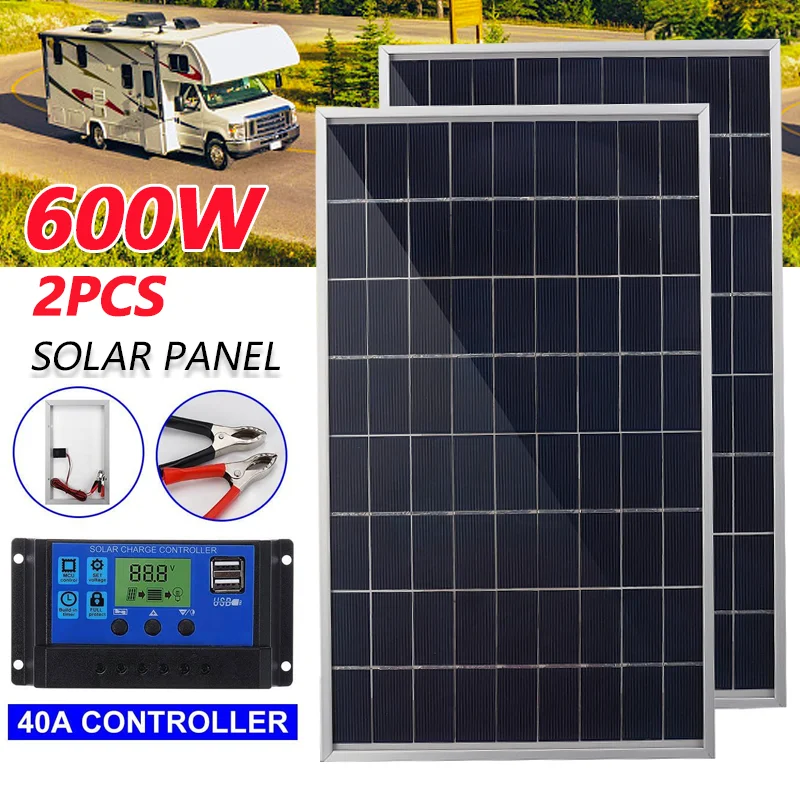 Kit Painel Solar Completo 600W Capacidade, Policristalino USB Power ...