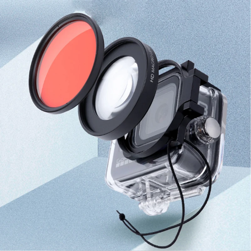 Canne selfie,Objectif Macro 16x HD + filtre de plongée rouge violet ...