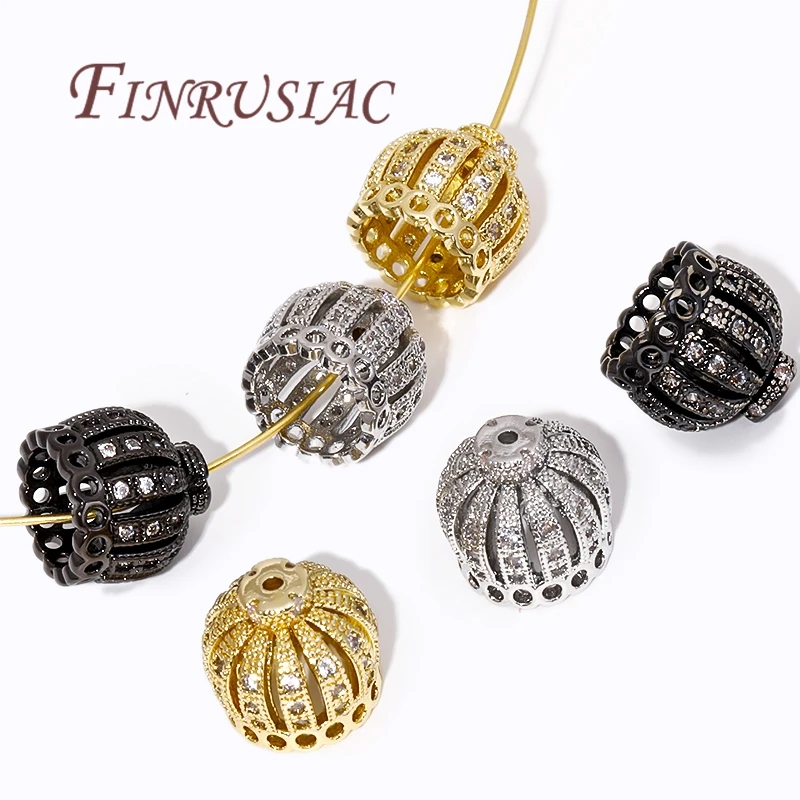 18K-Gold-Plated-Brass-with-Zircon-Crown-Beads-Caps-For-Bracelets-Tassel ...