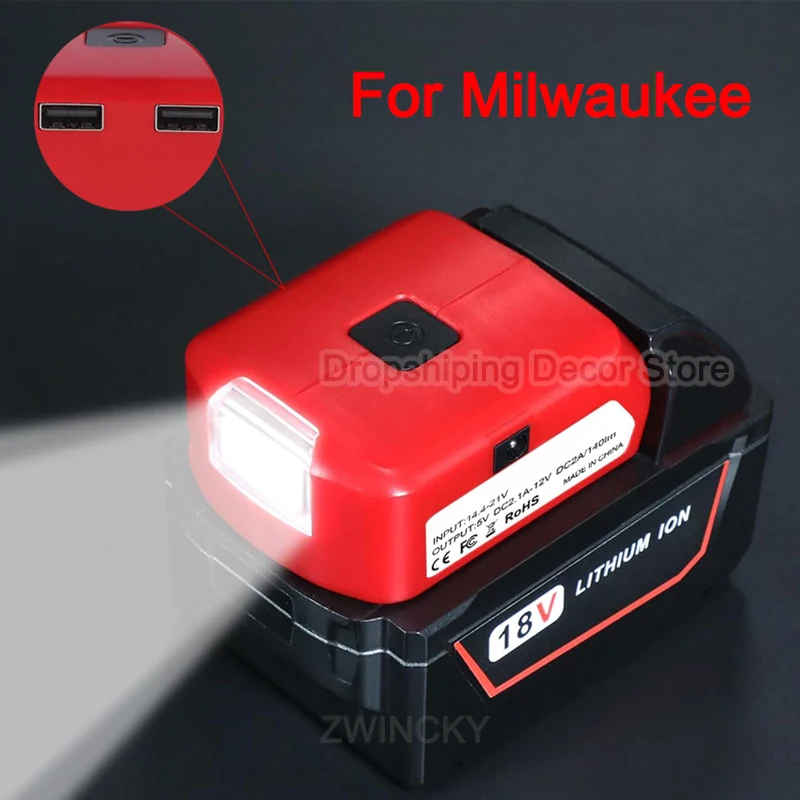 Battery Adapter For Milwaukee 18V Battery USB Charger Power Source with ...