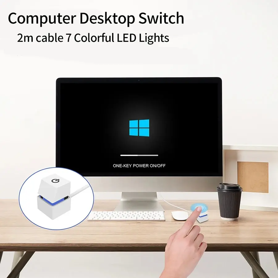 External-Desktop-Computer-PC-Power-Button-Switch-Mechanical-Key-With-2M ...