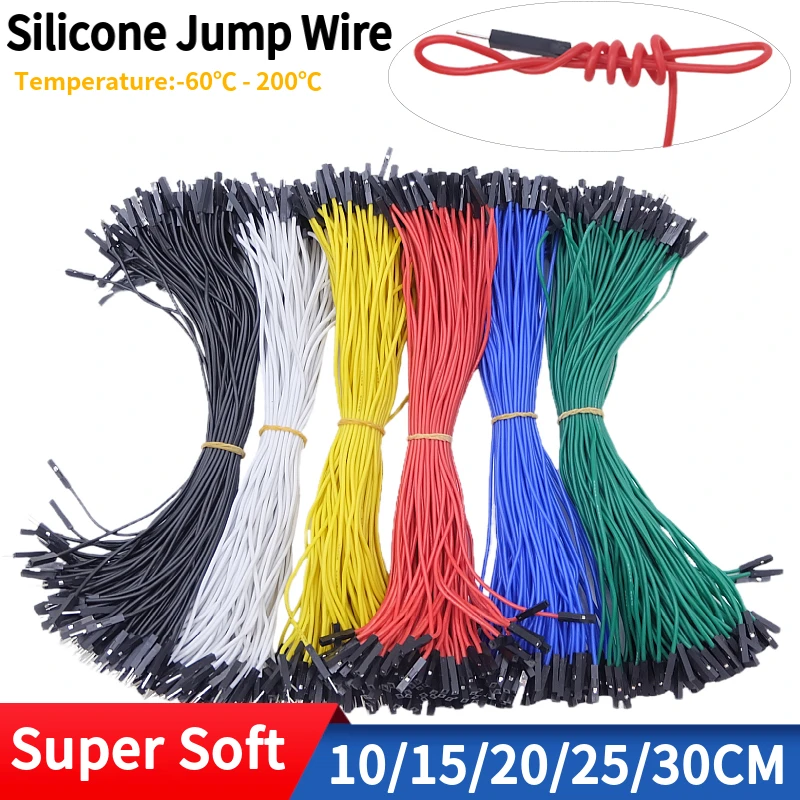 10-50pcs-Super-Soft-Silicone-Jumper-Wire-1Pin-Dupont-Cable-26AWG-Male ...