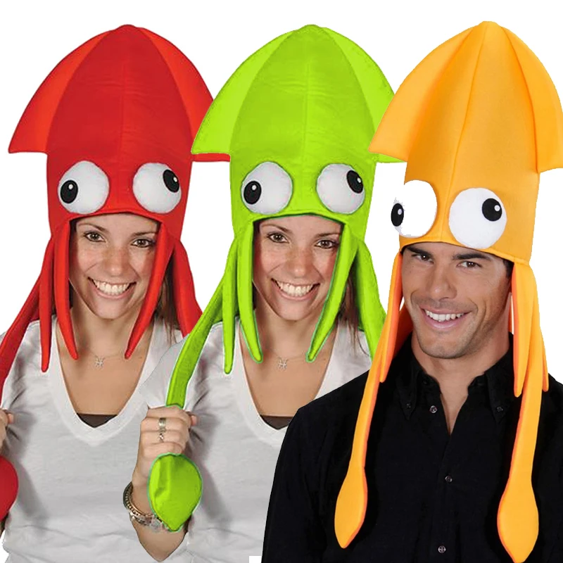 Adult Deluxe Funny Party Hats Plush Squid Hat Crazy Octopus Hats Dress ...