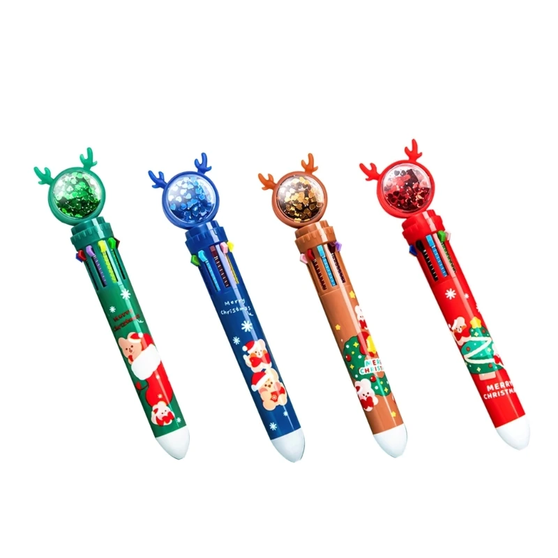 K1AA-Multicolor-Pens-10-in-1-Retractable-Ballpoint-Pens-Xmas-Deer-Ink ...