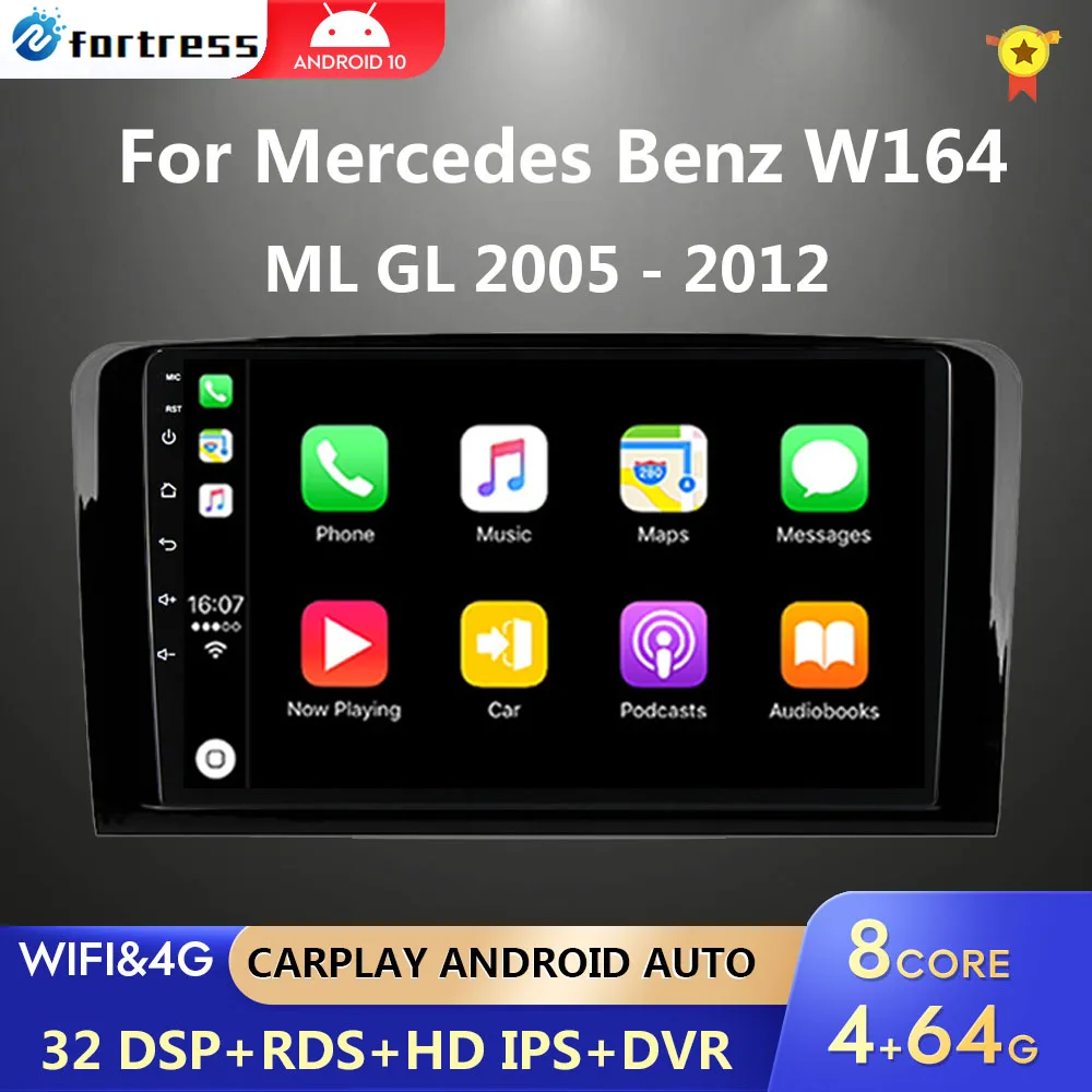 Autoradio Android avec écran audio, 2 DIN, Mercedes Benz ML, GL, W164, ML350, ML500, GL320, X164 ...