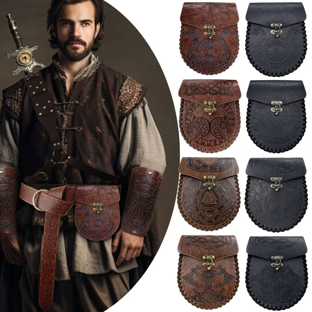 Bolso-Medieval-de-cuero-para-hombre-y-mujer-bolsa-de-cuero-renacentista ...