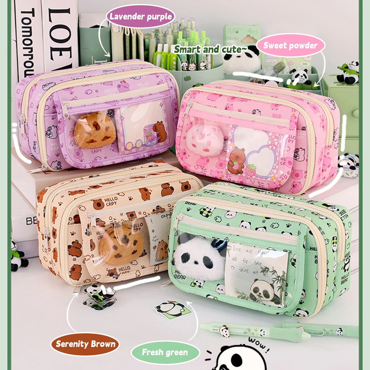 Kawaii Pencil Case Large Capacity Female Student Panda High Value ...