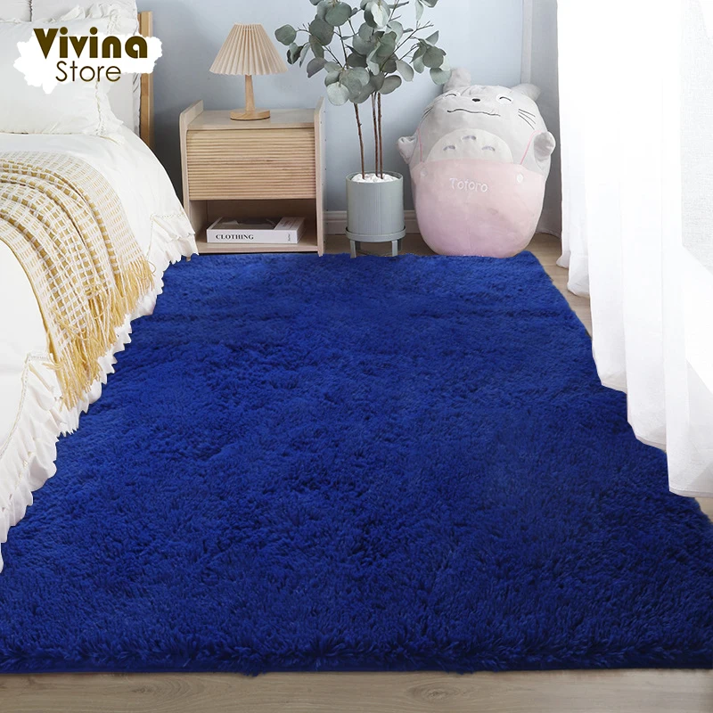 Plush Carpet For Bedrooms Solid Fluffy Rug Chair Mat Large Size Custom ...