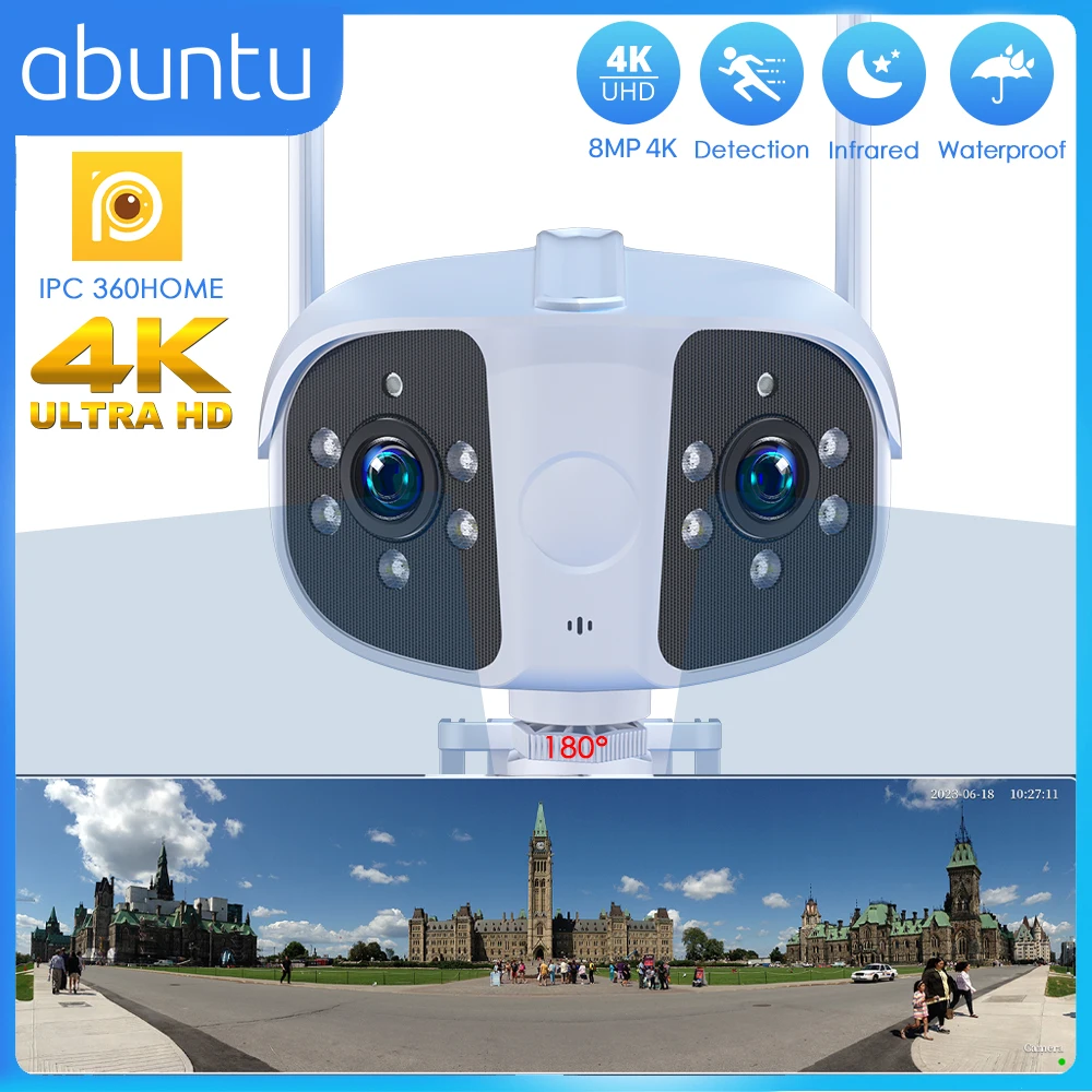 8MP-4K-Camera-WIFI-Outdoor-180-Wide-View-Angle-Panoramic-Dual-Lens ...