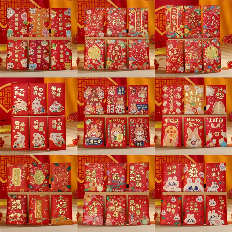 6Pcs-Red-Envelopes-Cute-Rabbit-Hongbao-Heavy-Duty-Chinese-New-Year-Red ...