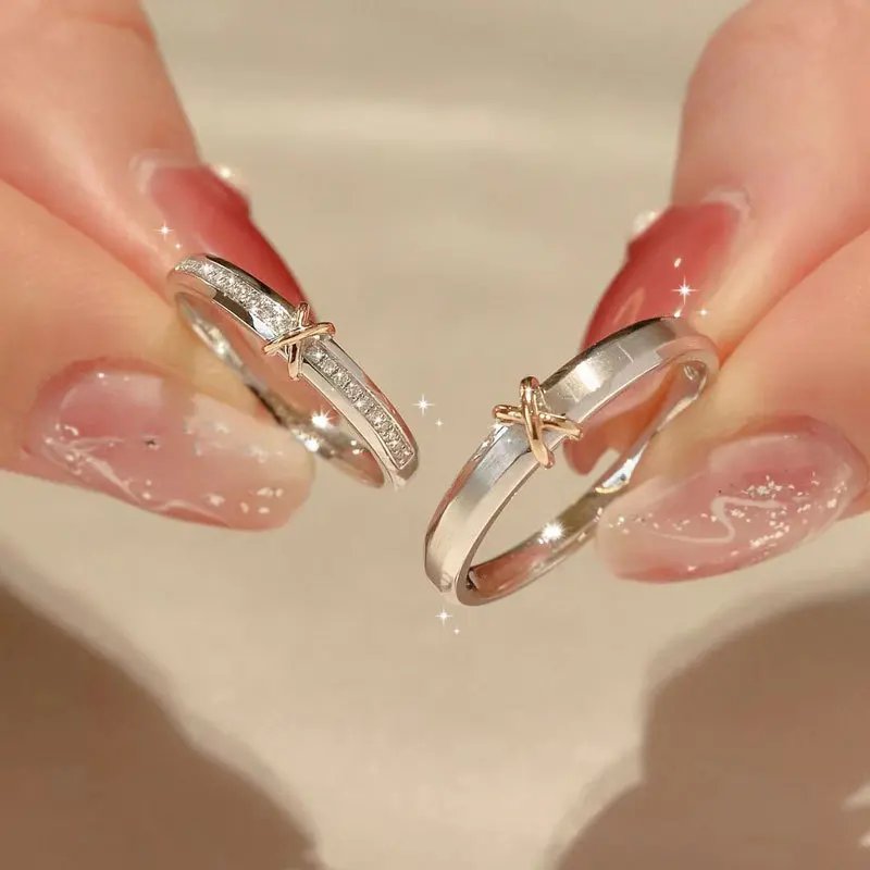 Luxury-Romantic-X-Shape-Cross-Couple-Rings-for-Women-AAA-Zircon-Ring ...