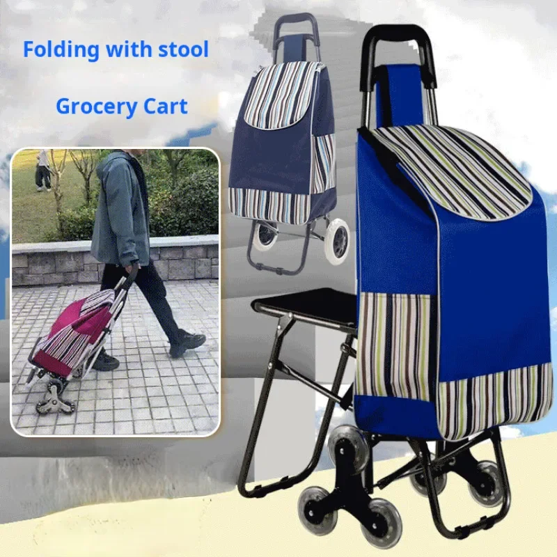 Elderly-people-s-shopping-cart-with-stool-telescopic-Portable-Folding ...