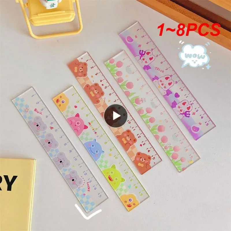 1-8PCS-Stationery-Cute-Ruler-15-Cm-Convenient-Scale-Fun-Office-School ...