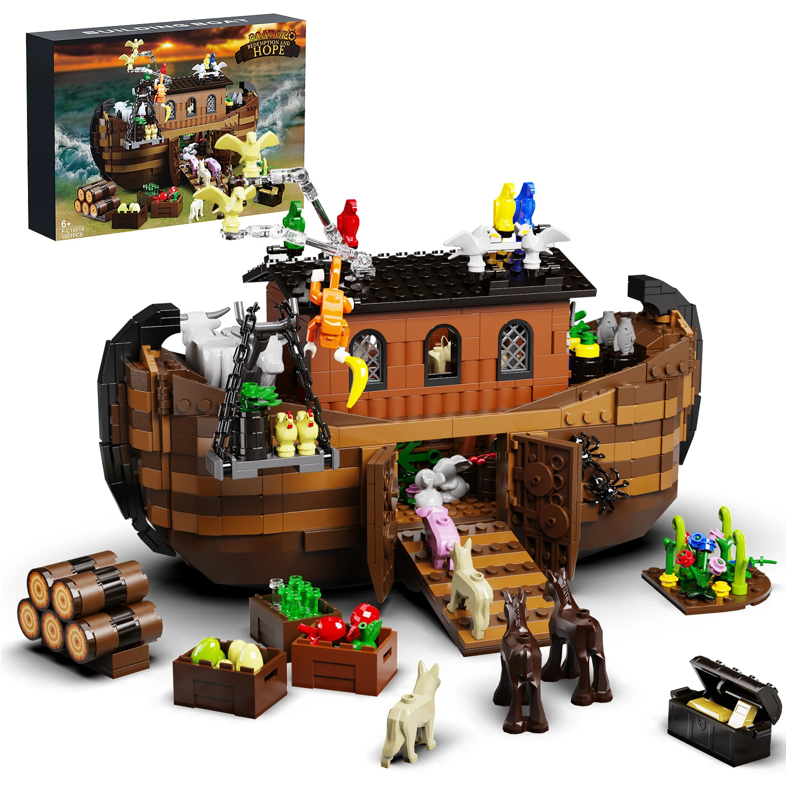 NEW-Noahs-Ark-Building-Block-Set-with-Interior-Details-Medieval-Boat ...