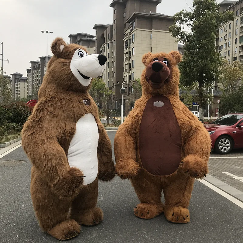 2.6m Gian Inflatable Brown Bear Costumes Giant Plush Bear Mascot ...