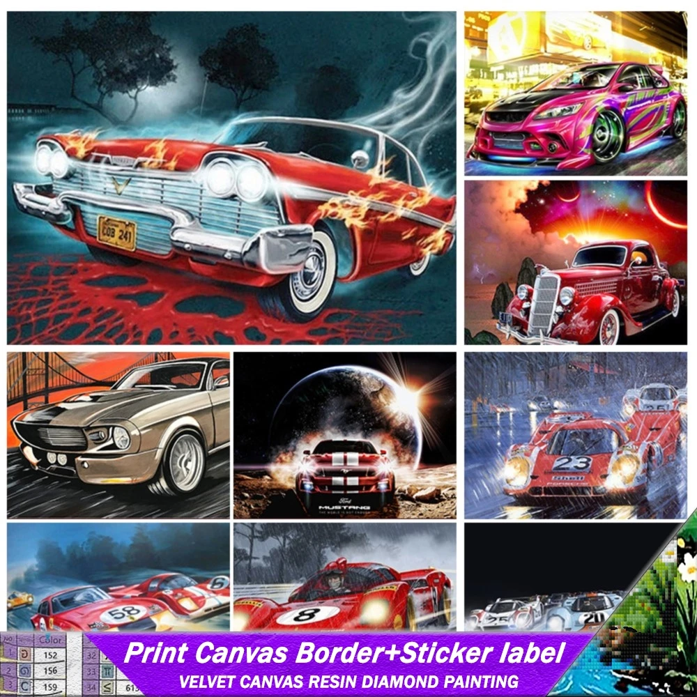 Nostalgic Car 5D Resin Diamond Painting With Sticker Kits Full Square ...