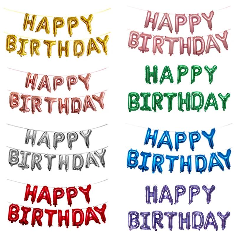 13pcs Happy Birthday Letter Balloons Rose Gold Alphabe Foil Balloon for ...