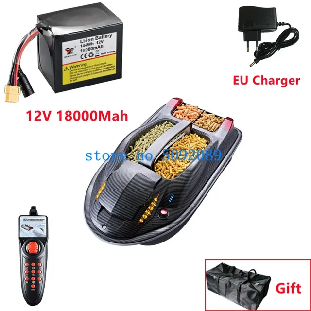 Full Water 4KG Load Multifunctional RC Bait Boat 500M 3-Hopper Voice ...