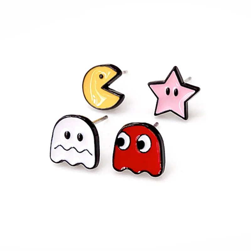 Cartoon Pac-Man Ghost Kawaii Stud Earrings - KawaiiMerch.com