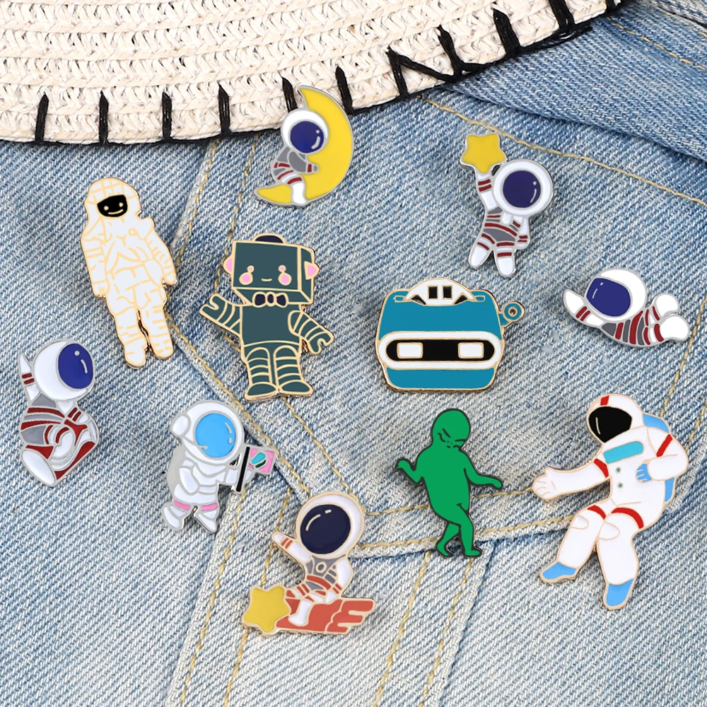 Sci-Fi-Fan-Cartoon-Brooches-Pins-Cute-Robot-Astronaut-Funny-Alien ...