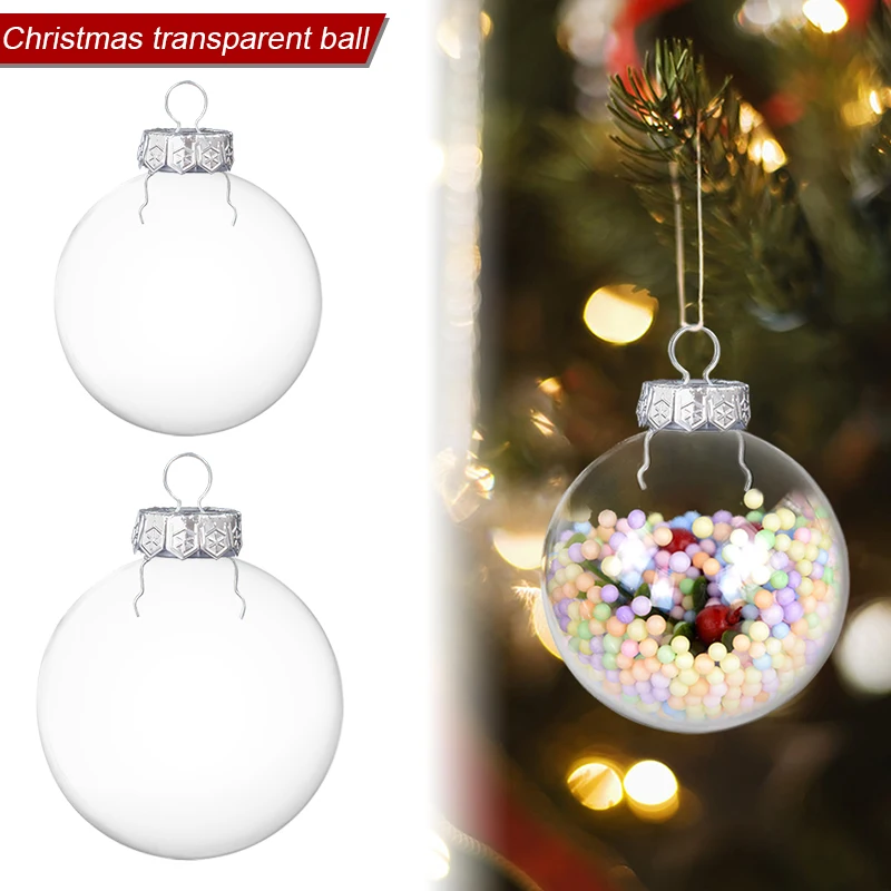 6pcs Christmas Clear Ball Plastic Fillable Ornament Xmas Tree Hanging ...
