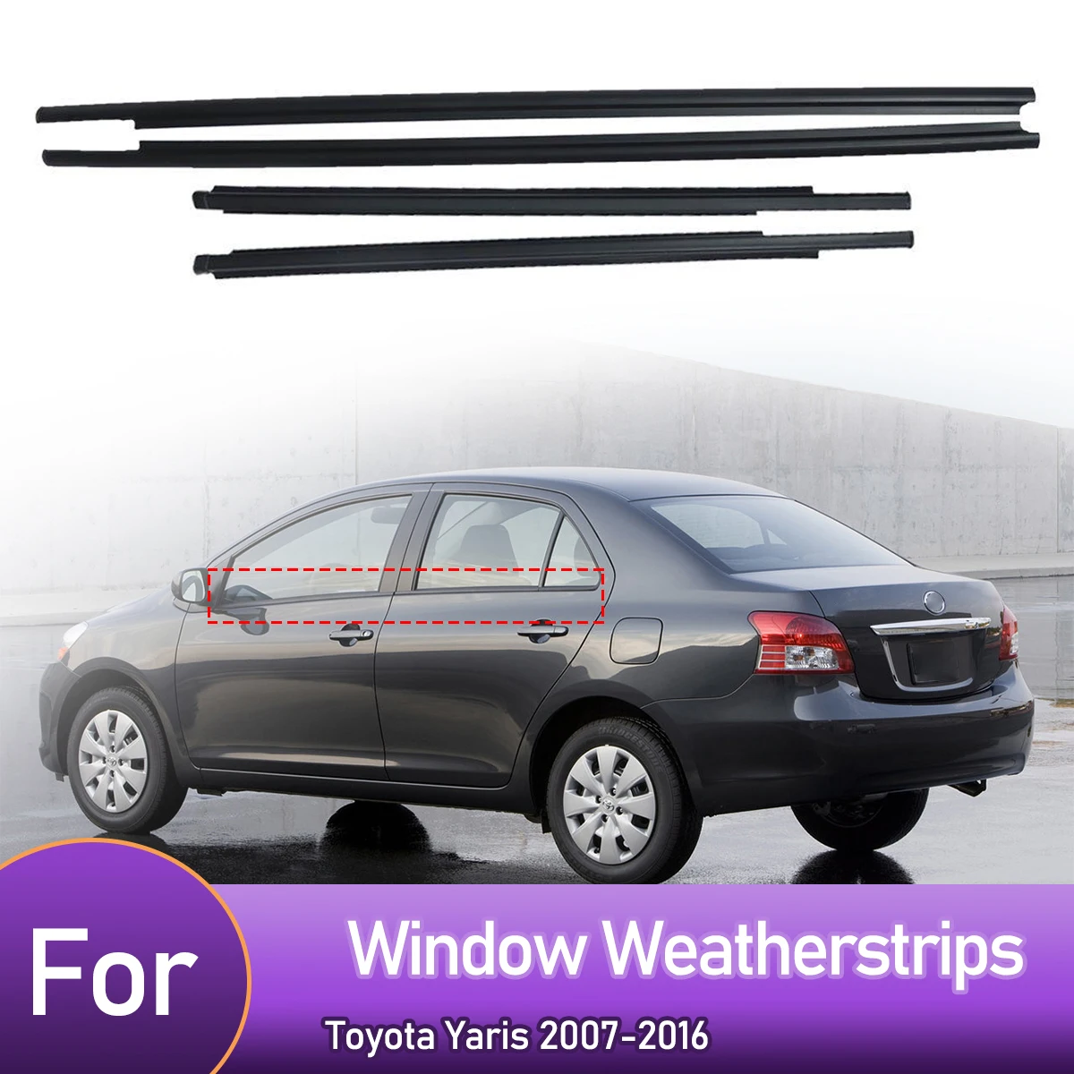 4PCS-Car-Outer-Door-Windows-Rubber-Weatherstrip-For-Toyota-Yaris-2007 ...
