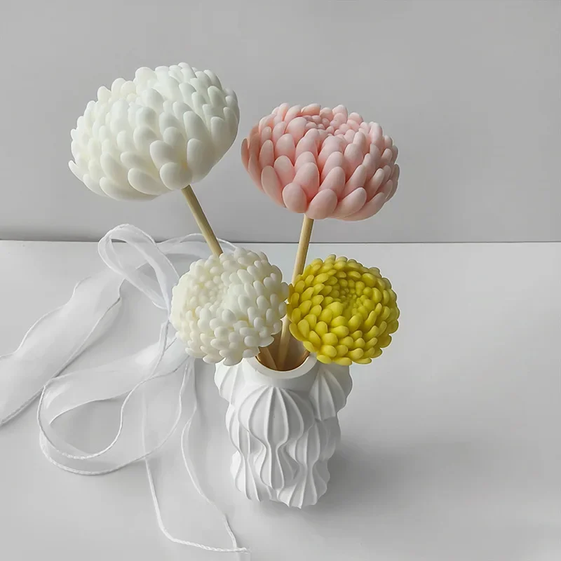Floral Aromatherapy Candle Silicone Mold with Chrysanthemum Resin ...