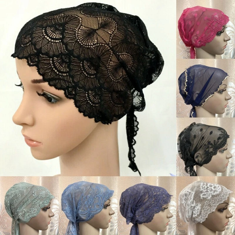 Ramadan Lace Florals Soft Breathable Stretchable Hijab Caps Fashion ...