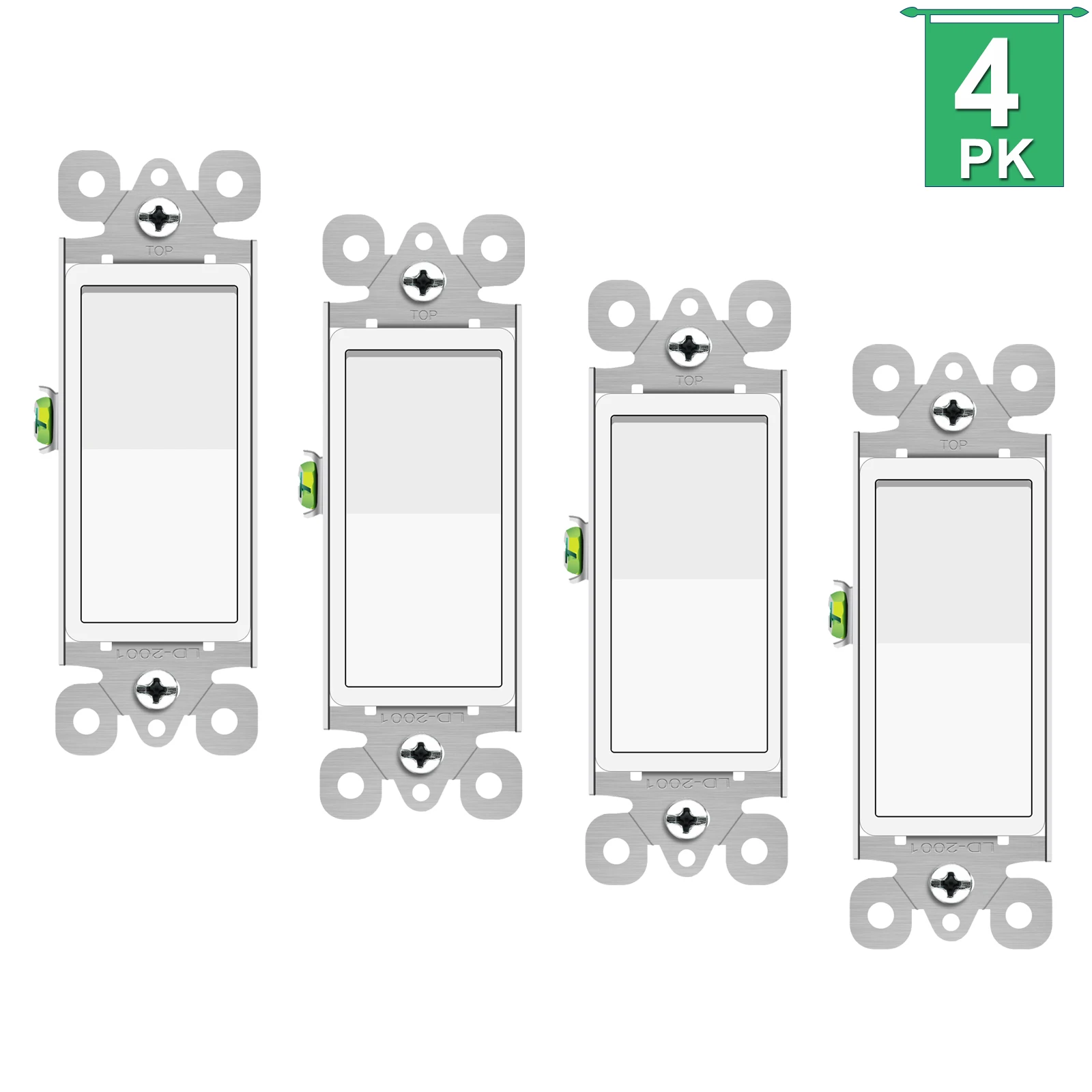 4PK-Single-Pole-Light-Switch-15-Amp-White-Rocker-Light-Switch-SP-Paddle ...