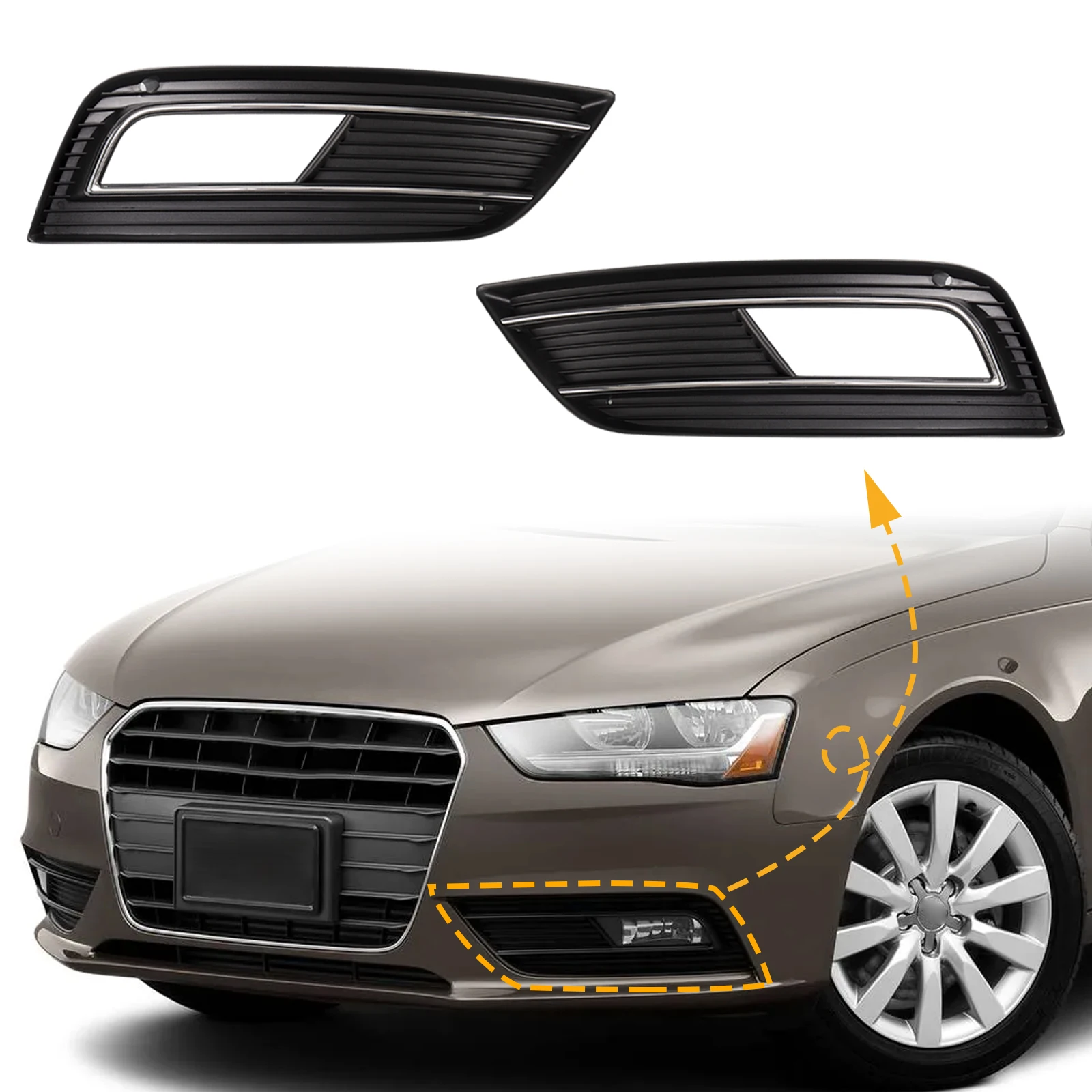 Fog Light Frame Lamp Trim Grill Cover Under Front Bumper For Audi A4 ...