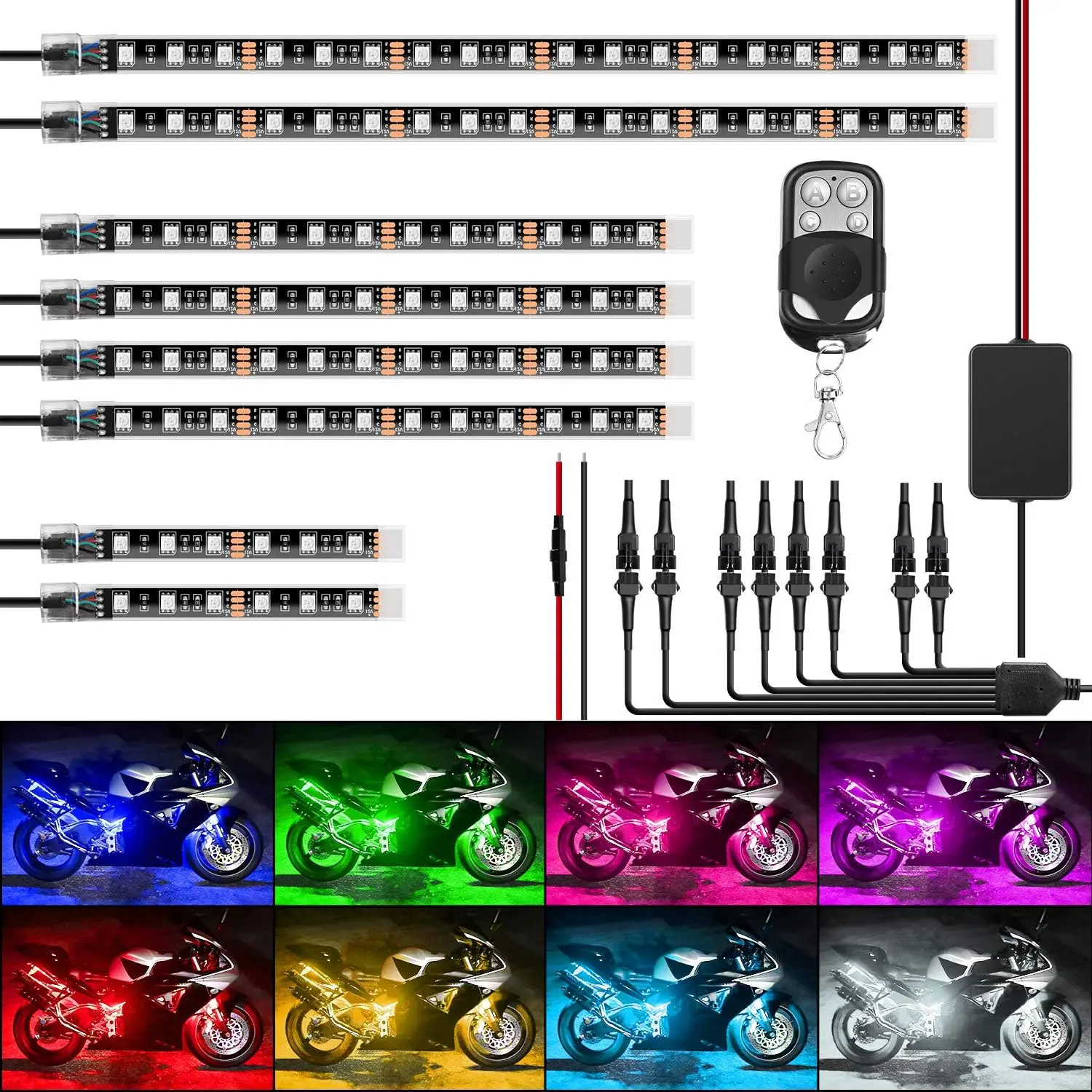 Motorcycle-RGB-Led-Strip-Light-Kit-Waterproof-Multi-Color-Atmosphere ...