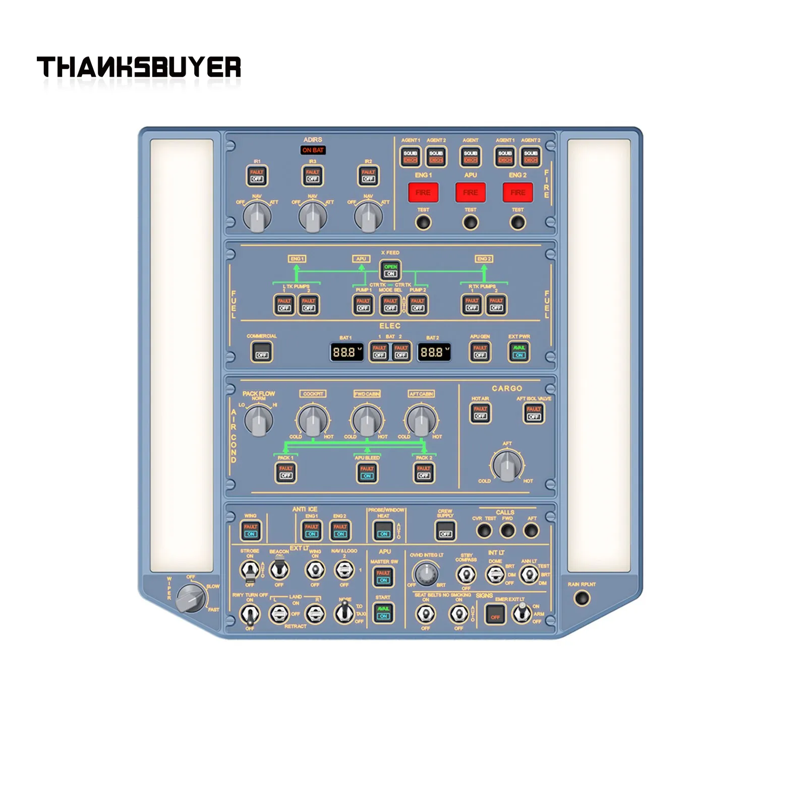 WINGFLEX Flight Simulator A320 Overhead Panel Featuring IRS & Lighting ...