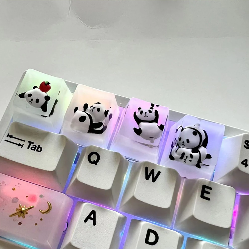 1Pcs-Cute-Panda-Pattern-Keycap-Resin-Handmade-Decoration-Personality ...