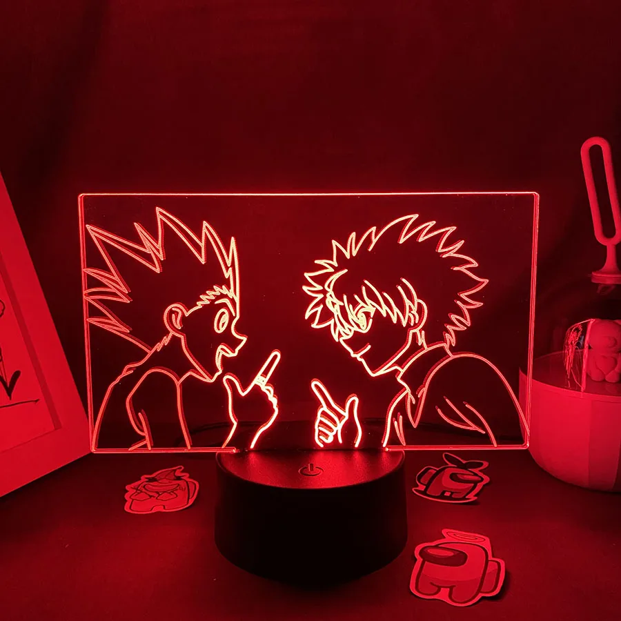 Anime HXH Figure Killua And Gon 3D LED Neon Night Light Birthday Gift ...