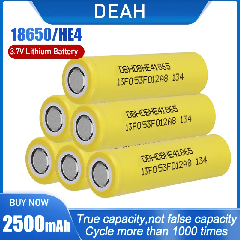 Original he4 18650 2500mah 3.7v li ion bateria recarregável 20a ...