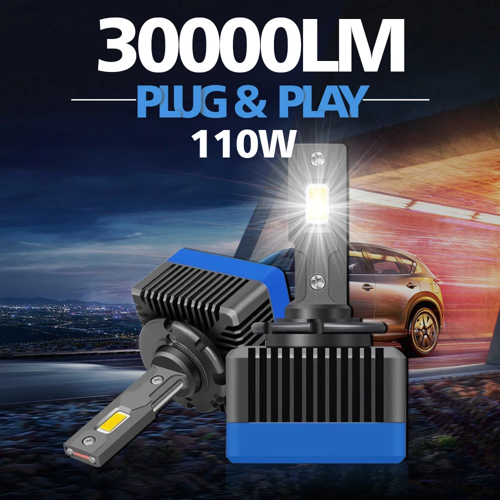 Faros delanteros LED para coche, Bombilla de 110W, 30000LM, Canbus, 6000K, Plug & Play, HID, D1S ...