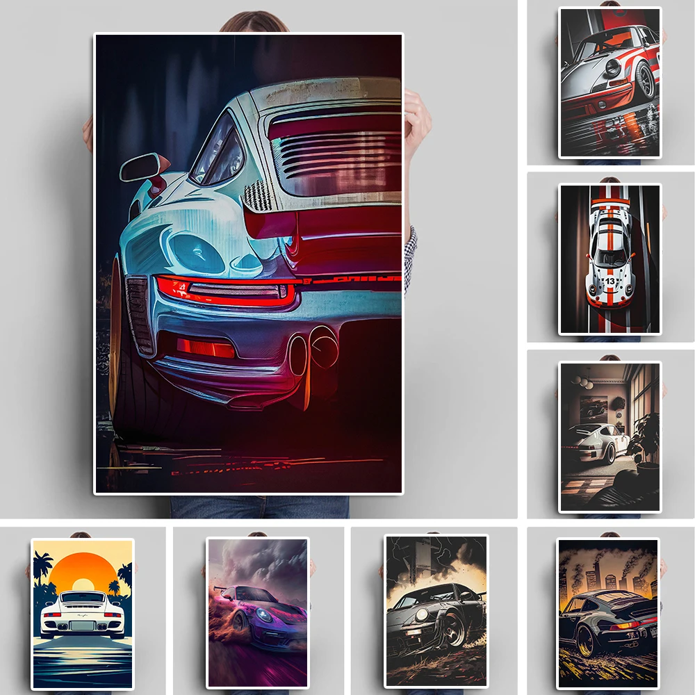 Vintage-Racing-Comic-Illustration-Luxury-Sports-Car-Travel-Poster-Retro ...